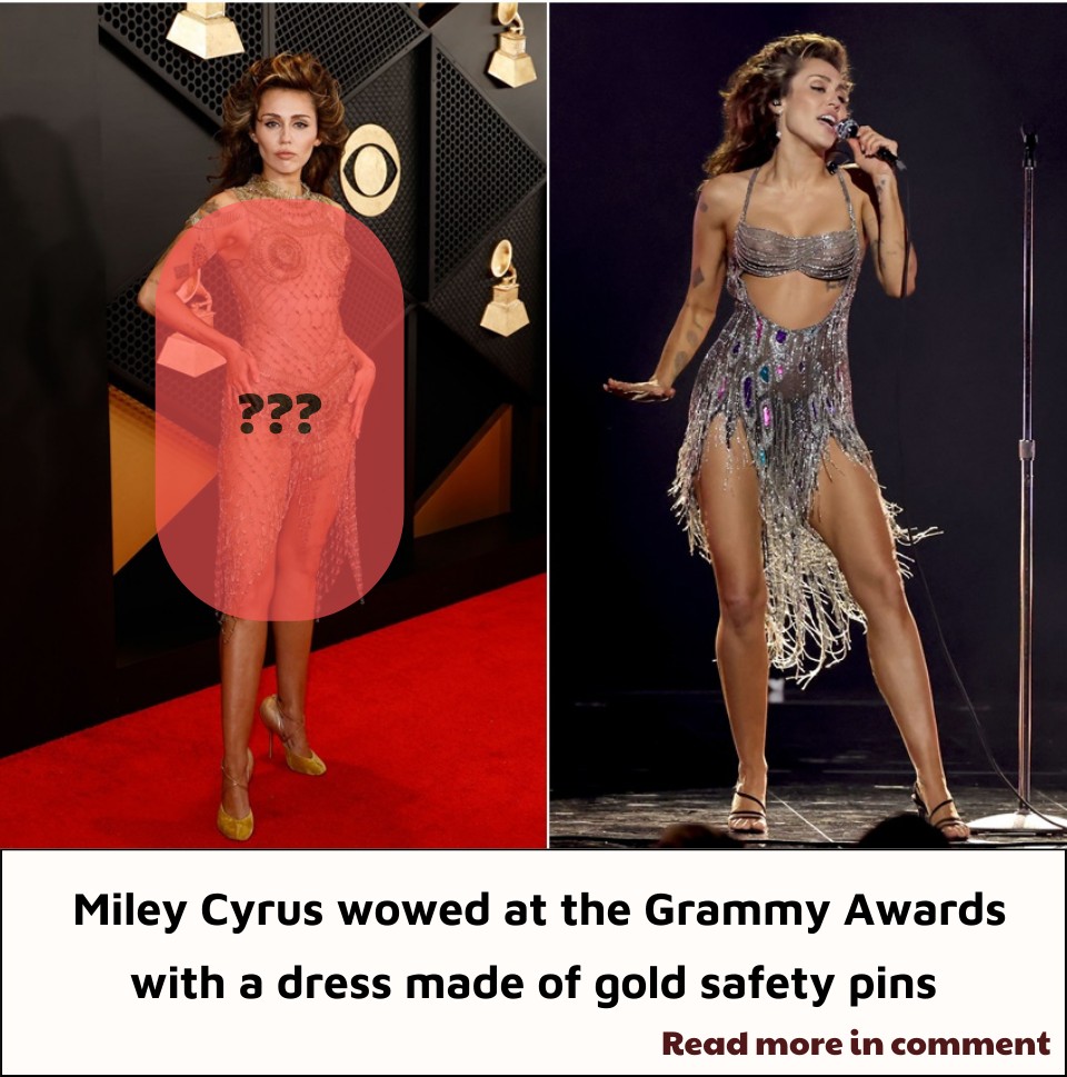 Miley Cyrus wowed at the Grammy Awards with a dress made of gold safety pins - News